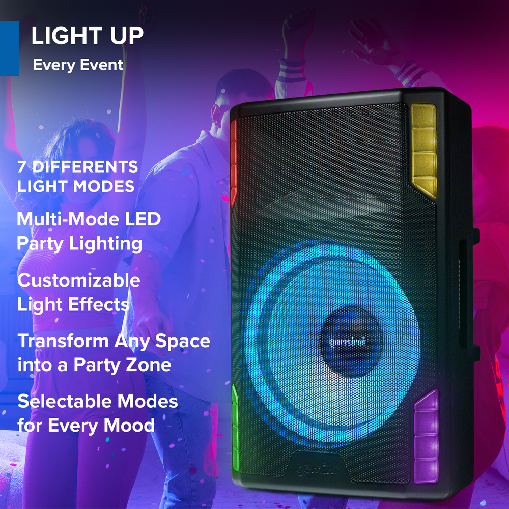 GSP-L5500PK 15" 2200W Bluetooth PA Speaker with Microphone, Stand, TWS